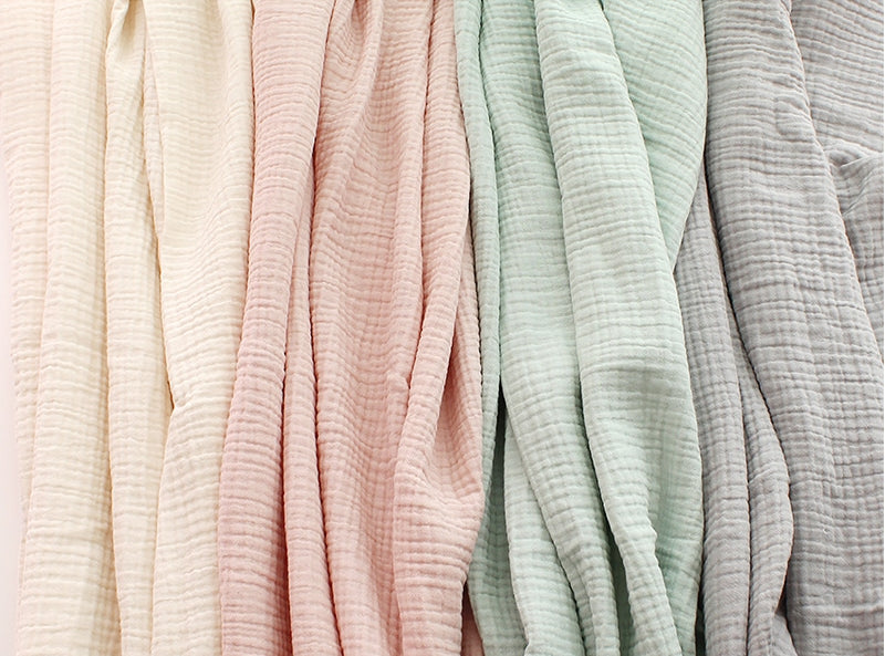 Wrinkled Organic Cotton Gauze, Crinkle Gauze, Triple Layers - 4 Colors ...