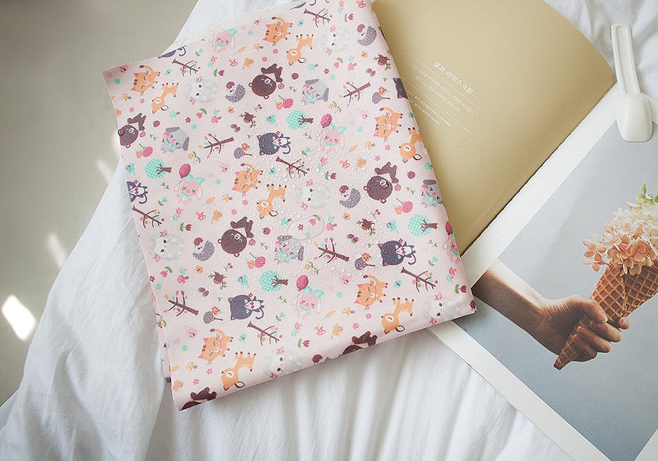 Cute Animals Laminated Cotton Fabric - Baby Pink– Land of Oh Fabrics