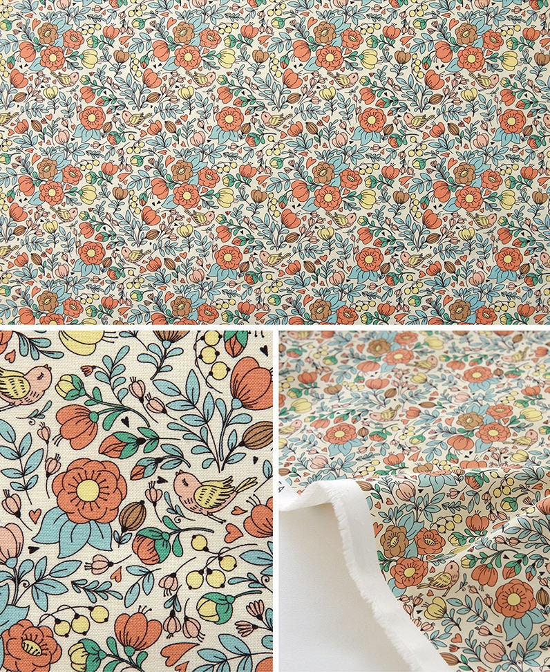 Marigold Flowers Cotton Fabric, Floral Fabric, Digital Printing– Land ...