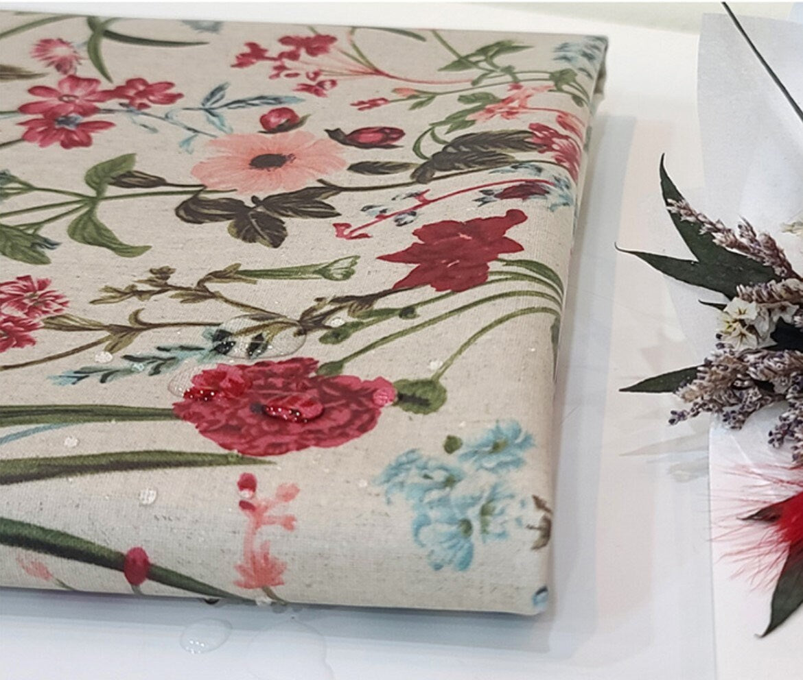 Wildflowers Matte Laminated Wide Width Linen Fabric– Land of Oh Fabrics