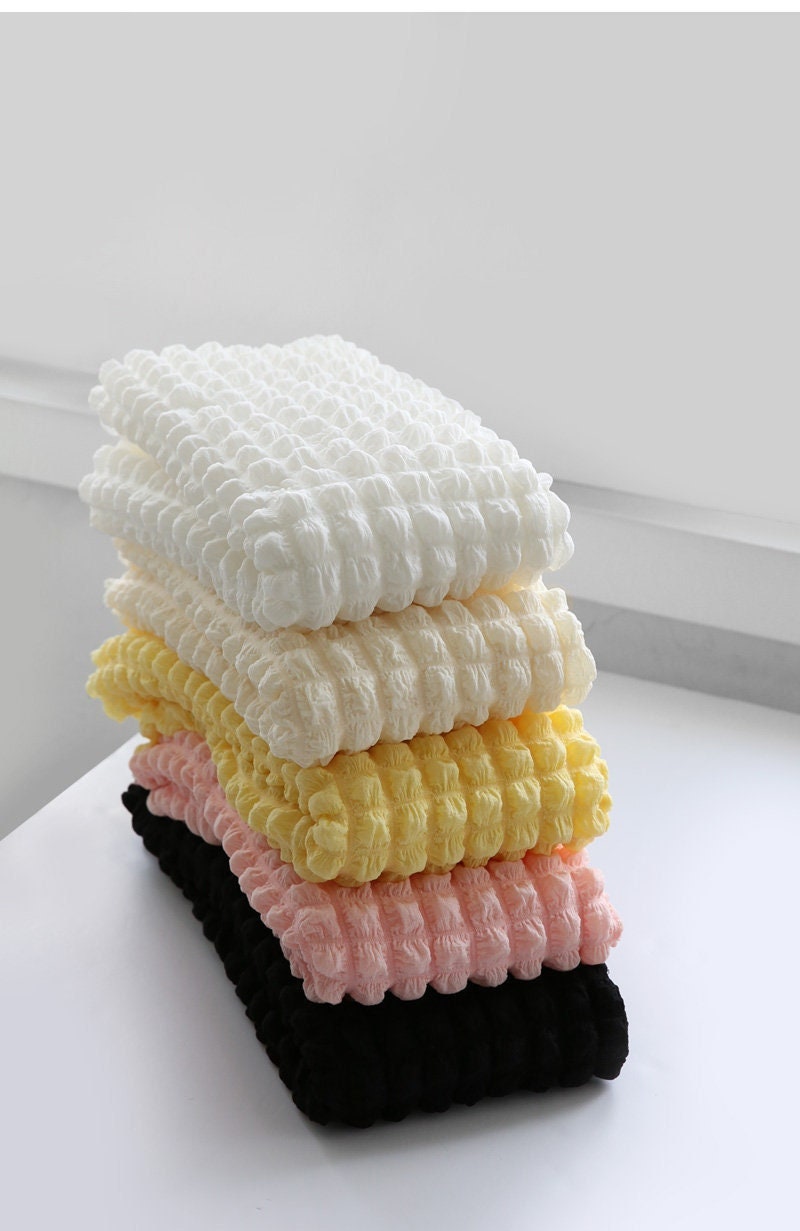 Fluffy Popcorn Waffle Stretchy Shirred Poly Fabric - In 5 Colors– Land ...