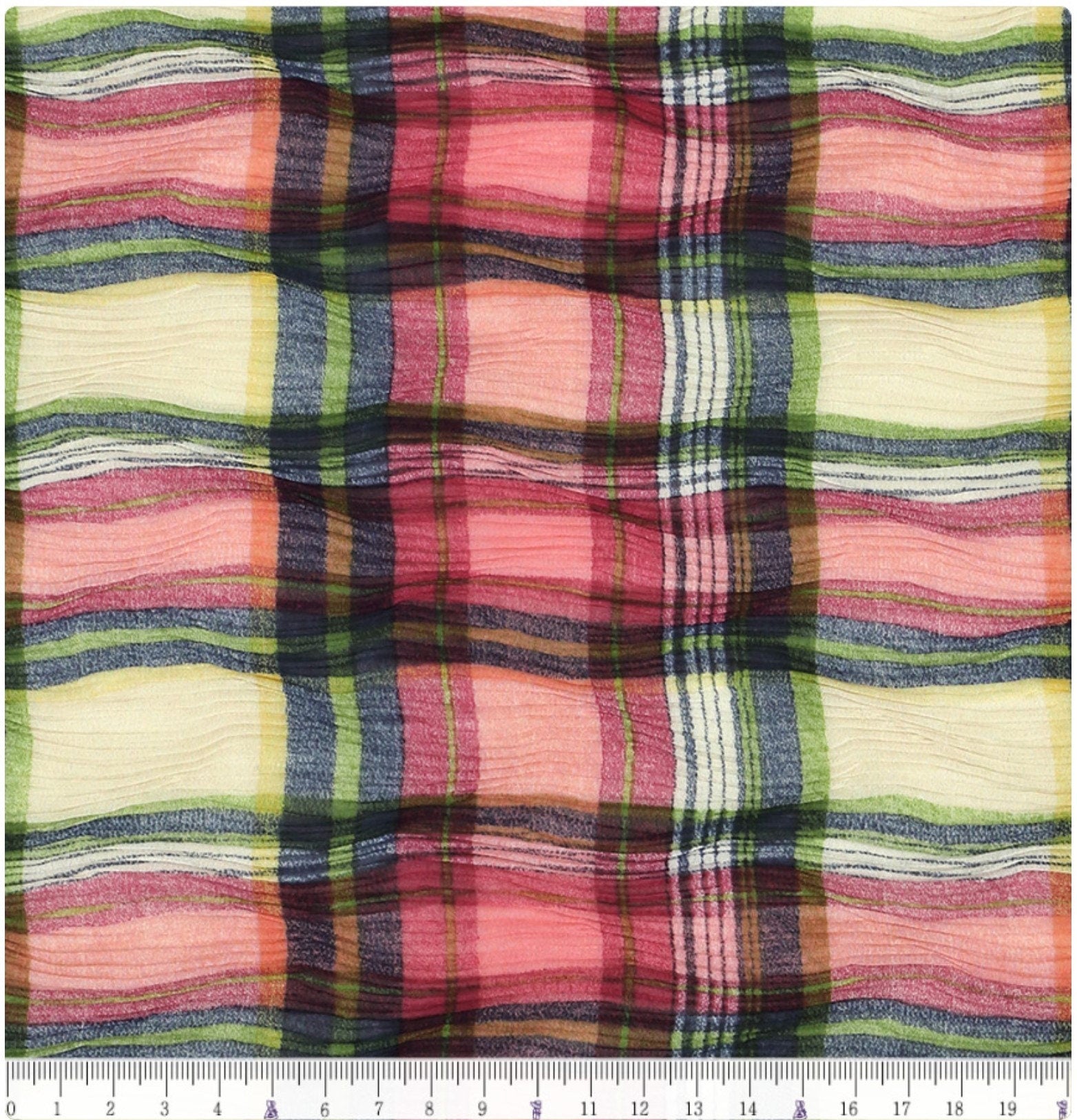 Plaid Checkered Poly Wide Width Fabric with Ribbed Wave Pleats– Land of ...
