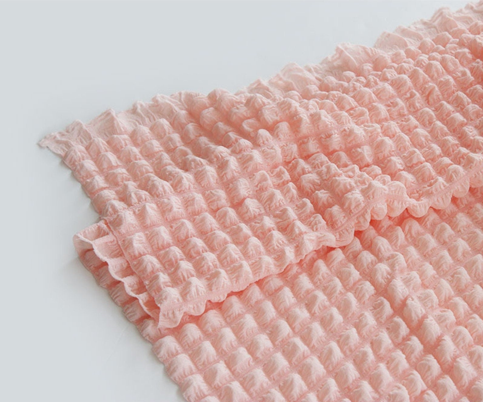 Fluffy Popcorn Waffle Stretchy Shirred Poly Fabric - In 5 Colors– Land ...